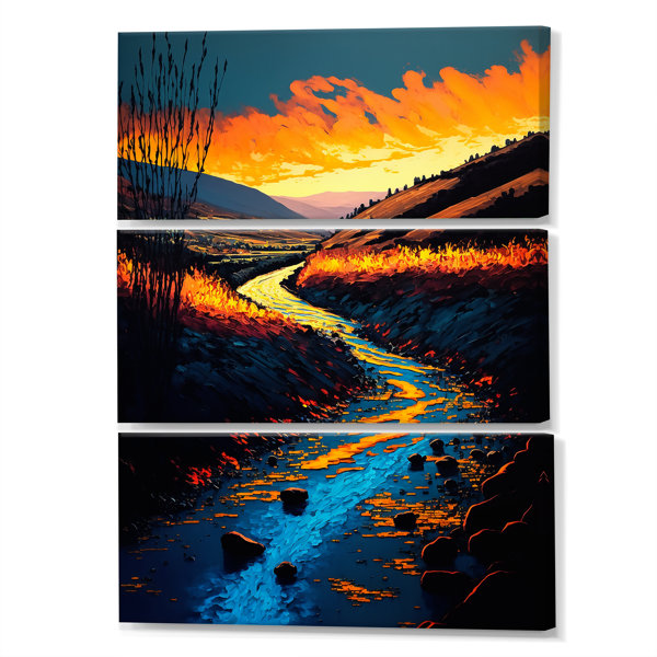 Millwood Pines Sunset Reflected In The Mountain River On Canvas 3 ... Millwood Pines Sunset Reflected In The Mountain River On Canvas 3 ...